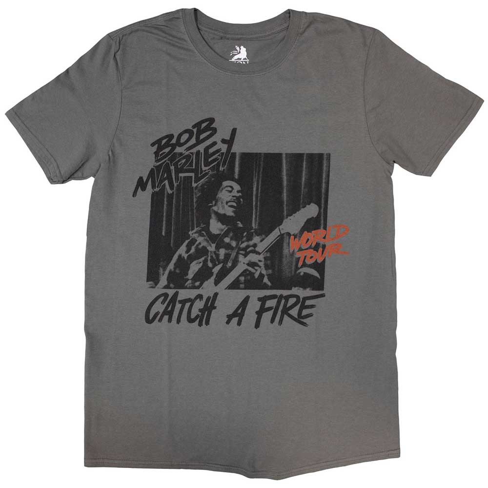 Bob Marley Catch A Fire World Tour Charcoal Grey Medium T-Shirt — Assai Records