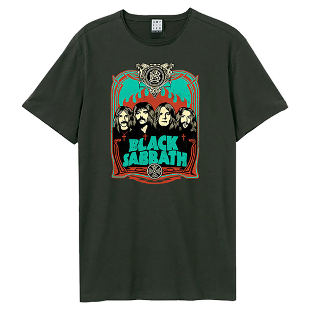 Black Sabbath Flames Charcoal Grey Large T-Shirt — Assai Records