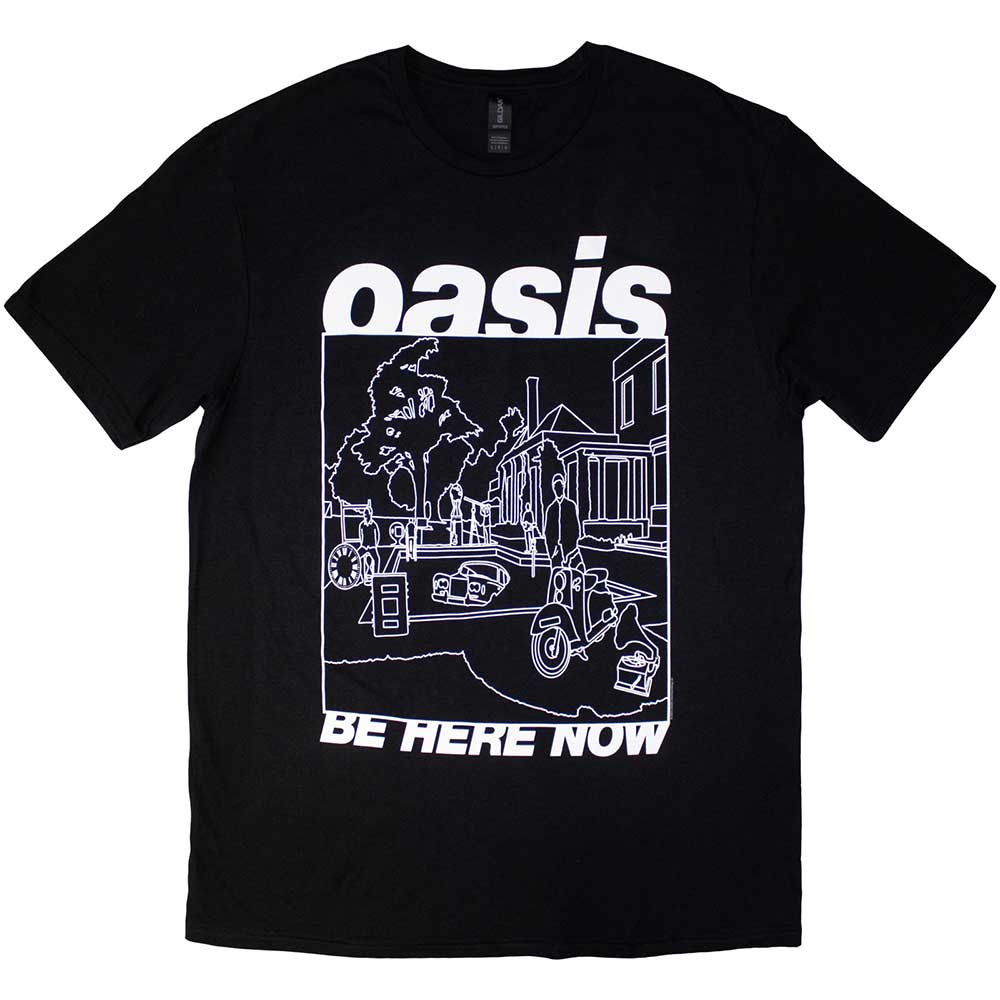 Oasis Be Here Now Line Drawing Black Large T-Shirt — Assai Records