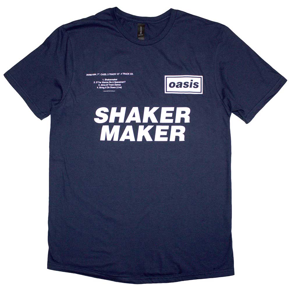 Oasis Shakermaker Track Listing Navy Blue Large T-Shirt — Assai Records