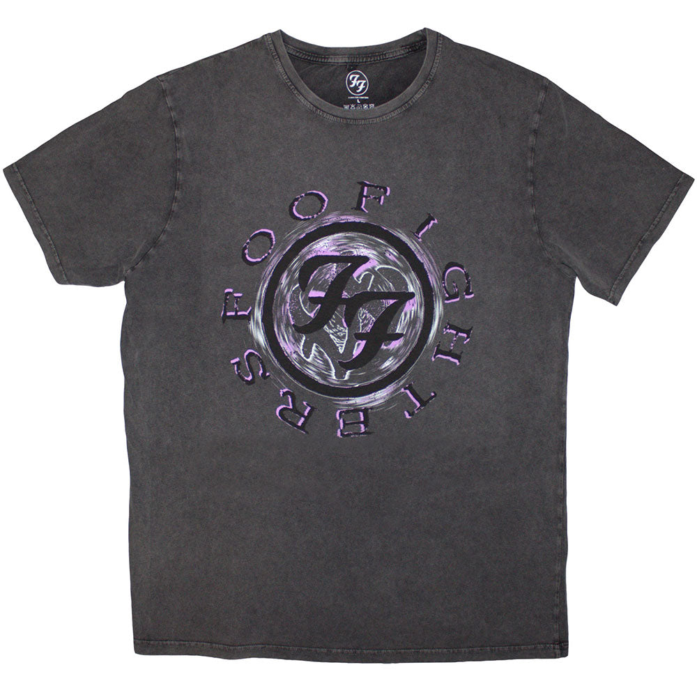 Foo Fighters Wheel Logo Shadow Stone Wash Charcoal Grey Small T-Shirt — Assai Records