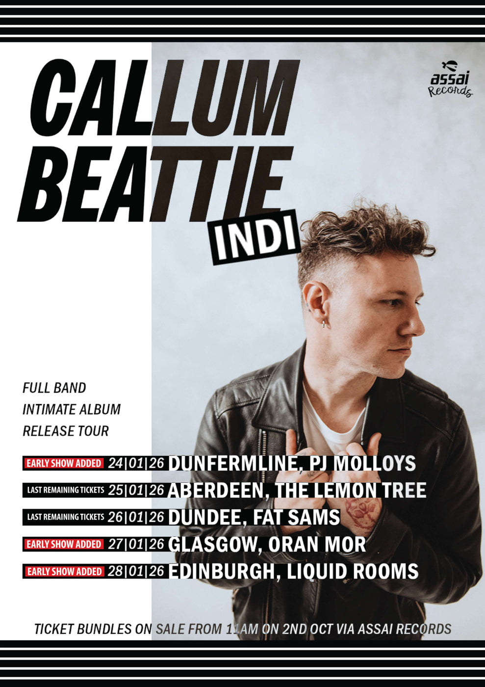 Callum Beattie INDI Oran Mor Glasgow Early Ticket Bundle Tuesday 27th ...