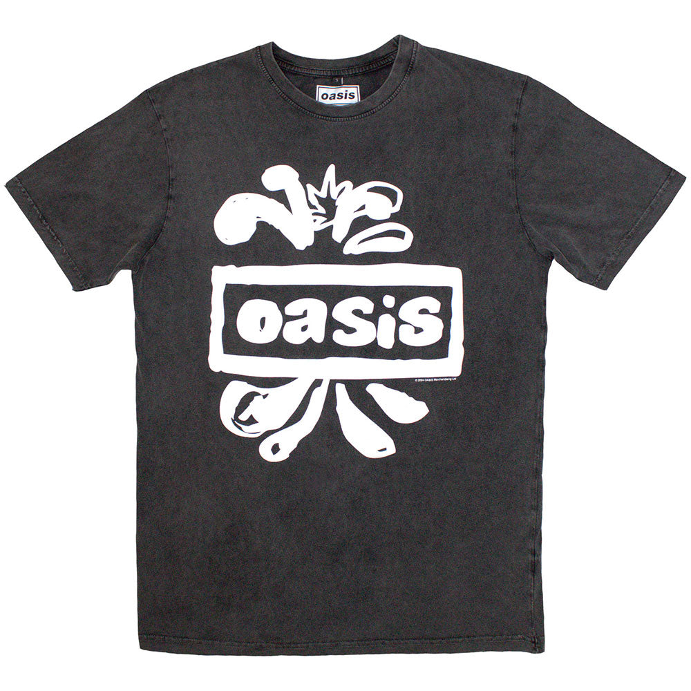 Oasis Logo Splat Stone Wash Charcoal Grey Medium T-Shirt — Assai Records